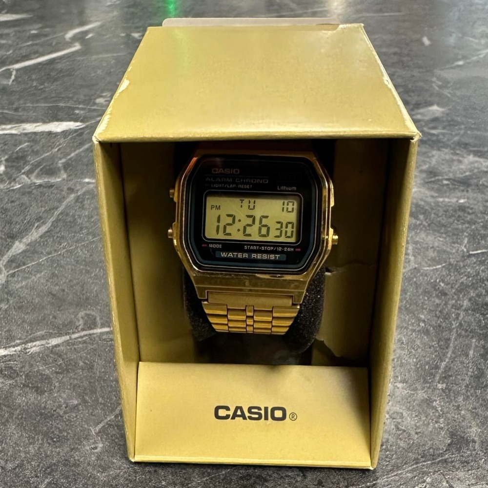 Pre-owned CASIO DIGITAL GOLD WATCH. A159WGE. - Own4Less